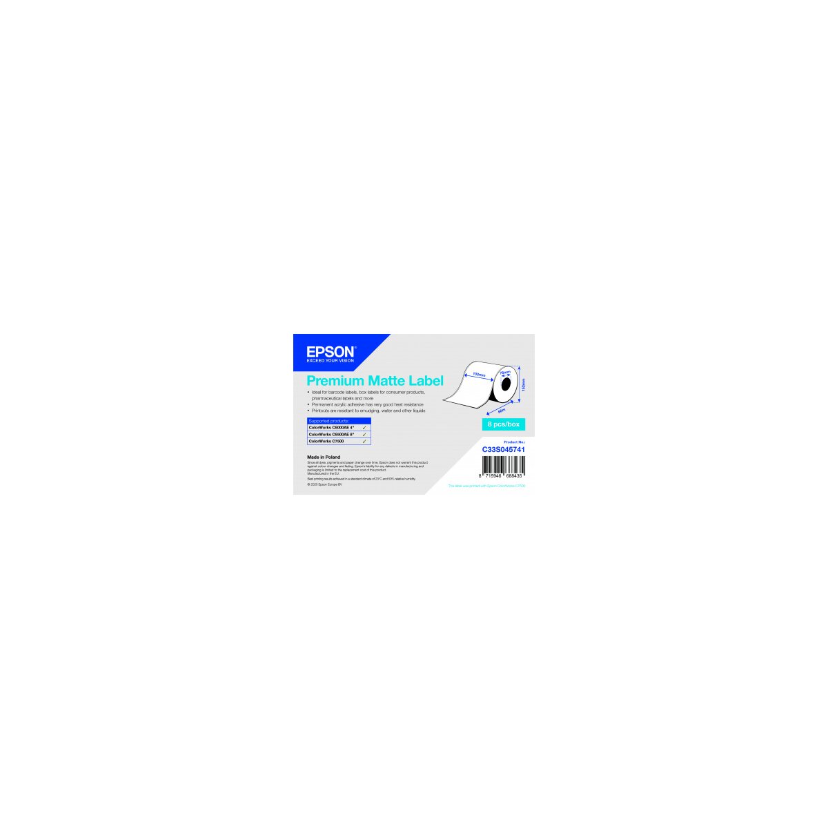 EPSON Premium Matte Label - Continuous Roll: 102mm x 60m